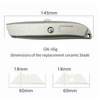 China Ceramic Box Opener Utility Knife 14.5cm Aluminum Alloy Handle for Cutting Carton Tape for sale