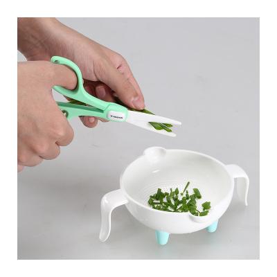 China Durable Rustproof Ceramic Scissors for Kitchen and Baby Food Handle Material PBT for sale