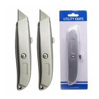 China Stainless Steel Blade Utility Knife 14.5cm Box Cutter for Cardboard and Tape Cutting for sale