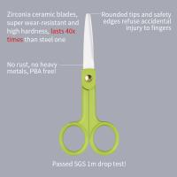 China 2 Inch Zirconia Ceramic Baby Food Scissors Kitchen Shears White Blade 40x Wear Resistant for sale