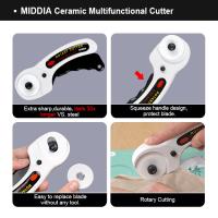 China MIDDIA Ceramic Rotary Cutter 45mm Fabric Cutting Tool with Safety Lock Ergonomic Handle for sale