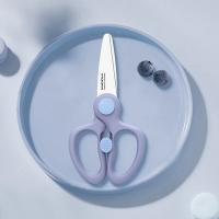 China White Ceramic Baby Food Scissors 2.5 Inch Safety Kids Feeding Scissors with Green Handle for sale