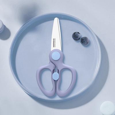 China White Ceramic Baby Food Scissors 2.5 Inch Safety Kids Feeding Scissors with Green Handle for sale