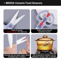 China Zirconia Ceramic Food Scissors 2.5 Inch Safety Child Lock Kitchen Scissors for Cutting Meat Vegetables for sale