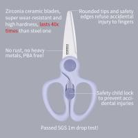 China 2.5 Inch Ceramic Food Scissors Zirconia Blade Kitchen Cut Herb Scallion Cutter Pink Handle for sale