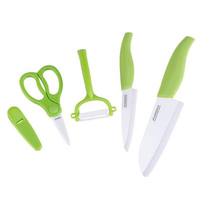China PP Handle MIDDIA Ceramic Sushi Chef Knife Set 5.5 inch 4.5 inch with Peeler Scissors Black White for sale