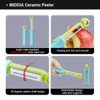 China Manual Retractable Ceramic Peeler 17cm Zirconia Blade Kitchen Fruit Vegetable Peeler for sale