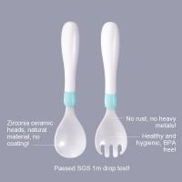 China Zirconia Ceramic Kids Cutlery Set Fork Spoon 14cm Toddler Baby Feeding Utensils BPA Free for sale