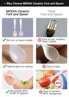 China Zirconia Ceramic Kids Cutlery Set Fork Spoon 14cm Toddler Baby Feeding Utensils BPA Free for sale