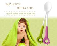 China Zirconia Ceramic Baby Spoon 16.3cm Food Grade PP Handle Kids Feeding Utensils OEM for sale