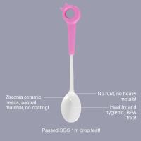 China Zirconia Ceramic Baby Spoon 16.3cm Food Grade PP Handle Kids Feeding Utensils OEM for sale