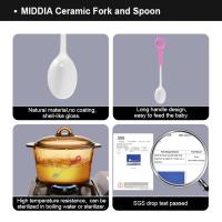 China Zirconia Ceramic Baby Spoon 16.3cm Food Grade PP Handle Kids Feeding Utensils OEM for sale