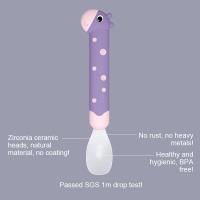 China MIDDIA Zirconia Baby Feeding Spoon 105mm Food Grade PP BPA Free Cute Giraffe Design for sale