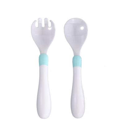 China Zirconia Ceramic Baby Spoon Set 14cm Food Grade PP Handle BPA Free Portable Cutlery for sale