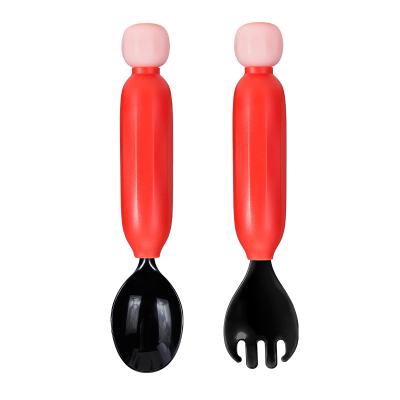 China Zirconia Ceramic Baby Feeding Set 4 Piece Kids Fork Spoon Utensils Food Grade PP Handle for sale