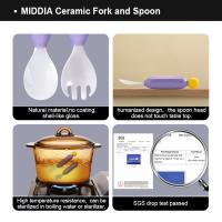 China Zirconia Ceramic Baby Spoon and Fork Set 135mm Food Grade PP Handle BPA Free Feeding Utensils for sale