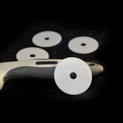 China Custom Zirconia Ceramic Rotary Cutter Blade 45mm Industrial Cutting Round Blade 30x Longer Life for sale