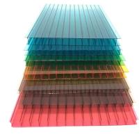 China Green Hollow Pc Roofing Panels Colored Twin Wall Polycarbonate Sheets for sale