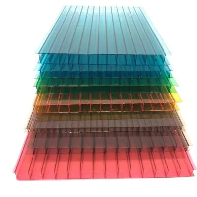 China Green Hollow Pc Roofing Panels Colored Twin Wall Polycarbonate Sheets for sale