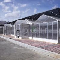 China 8mm Polycarbonate Greenhouse Sheet Foldable Covering Multi Span 15x30 With Hydroponic System for sale