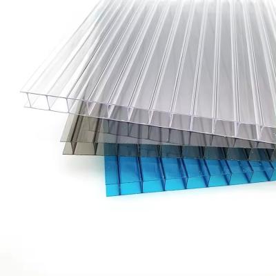 China Twin Wall Polycarbonate Sheet Clear 8mm Twin Wall Roofing Uv Blocking Polycarbonate Sheet for Commercial Greenhouse for sale