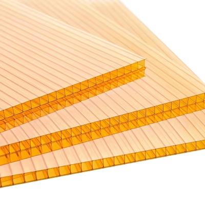 China Hollow Plastic Transparent Double Wall PC Polycarbonate Sheet for Pool Roof Partition Wall Polycarbonate Sheet for sale