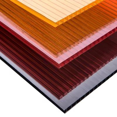 China Composite co extrusion Coating 100% Virgin Polycarbonate Twin Wall Hollow Polycarbonate Sheet for Greenhouse Construction for sale