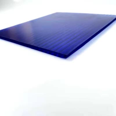 China Selling Like Hot Cakes Uv Protection Blue Double Wall Hollow Sunshine Sheet for Bus Stop Shed Pc Double Wall Hollow Sheet for sale