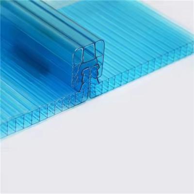 China 100% Virgin U Lock System Clear Blue Smoked Yellow Color Danpalon Polycarbonate PC Hollow Roofing Sheet Panel for sale