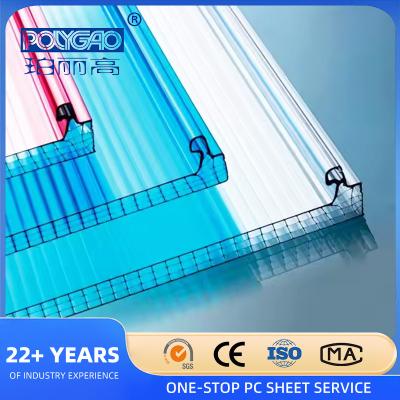 China Danpalon U-shaped Inter Lock Polycarbonate Hollow Panel Plastic Glass Sheet for Roofing for sale