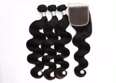 China Smooth Body Wave Hair Extensions Human Weft 4 * 4 Lace Closure For Black Women for sale
