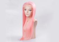 China Silky Straight Wave Colored Hair Wigs , Pink Color Human Full Lace Wigs With Baby Hair for sale