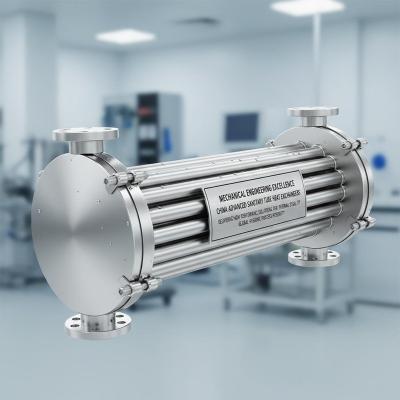 China Stainless Steel Sanitary Tube Heat Exchanger with 0.1-10 Mpa Design Pressure and Customized Size for Hygienic Applications for sale