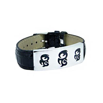China Europ American Fashion Trendy Stainless Steel Geniune PU Leather Bracelet Bangle LBL05 for sale