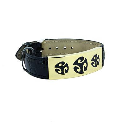 China Europ American Fashion Trendy Stainless Steel Geniune PU Leather Bracelet Bangle LBL01 for sale