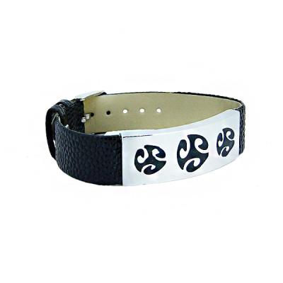 China Europ American Fashion Trendy Stainless Steel Geniune PU Leather Bracelet Bangle LBL02 for sale