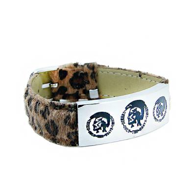 China Europ American Fashion Trendy Stainless Steel Geniune PU Leather Bracelet Bangle LBL04 for sale