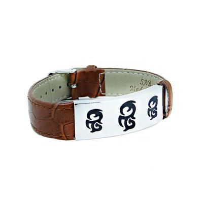 China Europ American Fashion Trendy Stainless Steel Geniune PU Leather Bracelet Bangle LBL07 for sale