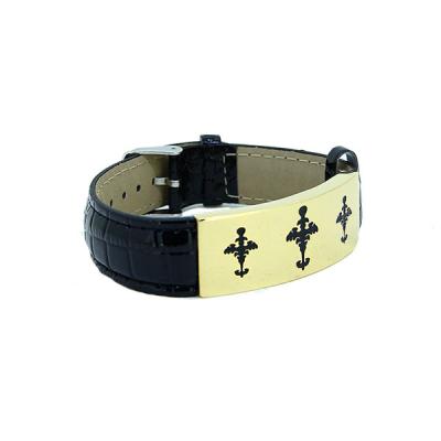 China Europ American Fashion Trendy Stainless Steel Geniune PU Leather Bracelet Bangle LBL09 for sale