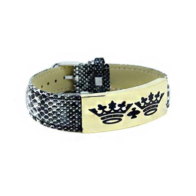 China Europ American Fashion Trendy Stainless Steel Geniune PU Leather Bracelet Bangle LBL13 for sale