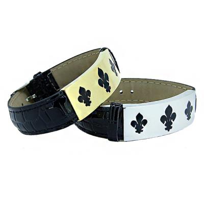 China Europ American Fashion Trendy Stainless Steel Geniune PU Leather Bracelet Bangle LBL14 for sale