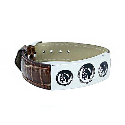 China Europ American Fashion Trendy Stainless Steel Geniune PU Leather Bracelet Bangle LBL17 for sale
