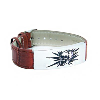 China Europ American Fashion Trendy Stainless Steel Geniune PU Leather Bracelet Bangle LBL24 for sale