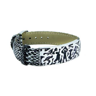 China Europ American Fashion Trendy Stainless Steel Geniune PU Leather Bracelet Bangle LBL31 for sale