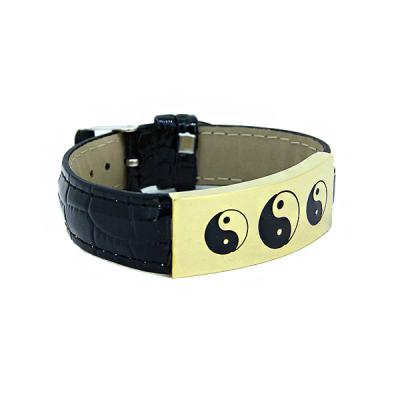 China Europ American Fashion Trendy Stainless Steel Geniune PU Leather Bracelet Bangle LBL25 for sale