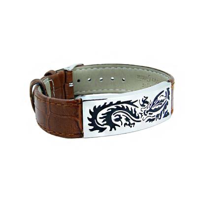 China Europ American Fashion Trendy Stainless Steel Geniune PU Leather Bracelet Bangle LBL29 for sale