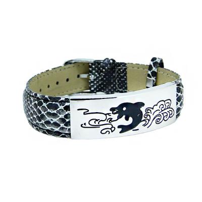 China Europ American Fashion Trendy Stainless Steel Geniune PU Leather Bracelet Bangle LBL36 for sale