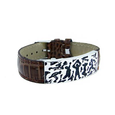 China Europ American Fashion Trendy Stainless Steel Geniune PU Leather Bracelet Bangle LBL32 for sale