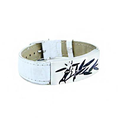 China Europ American Fashion Trendy Stainless Steel Geniune PU Leather Bracelet Bangle LBL33 for sale