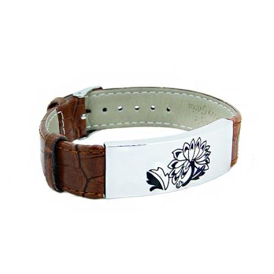 China Europ American Fashion Trendy Stainless Steel Geniune PU Leather Bracelet Bangle LBL34 for sale